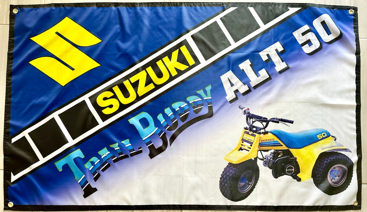 SUZUKI ALT 50 TRAIL BUDDY TRIKE 3x5ft FLAG BANNER MAN CAVE GARAGE ...