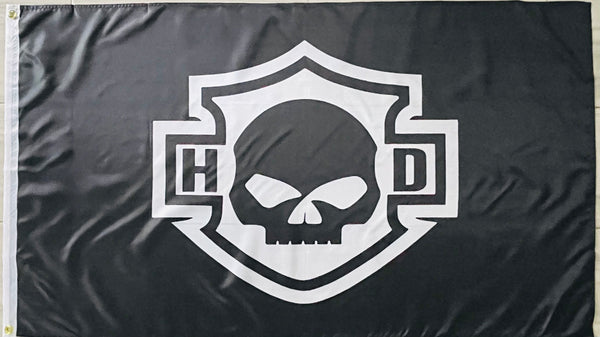 HARLEY-DAVIDSON LOGO SKULL MOTORCYCLES 3x5ft FLAG BANNER MAN CAVE GARA ...