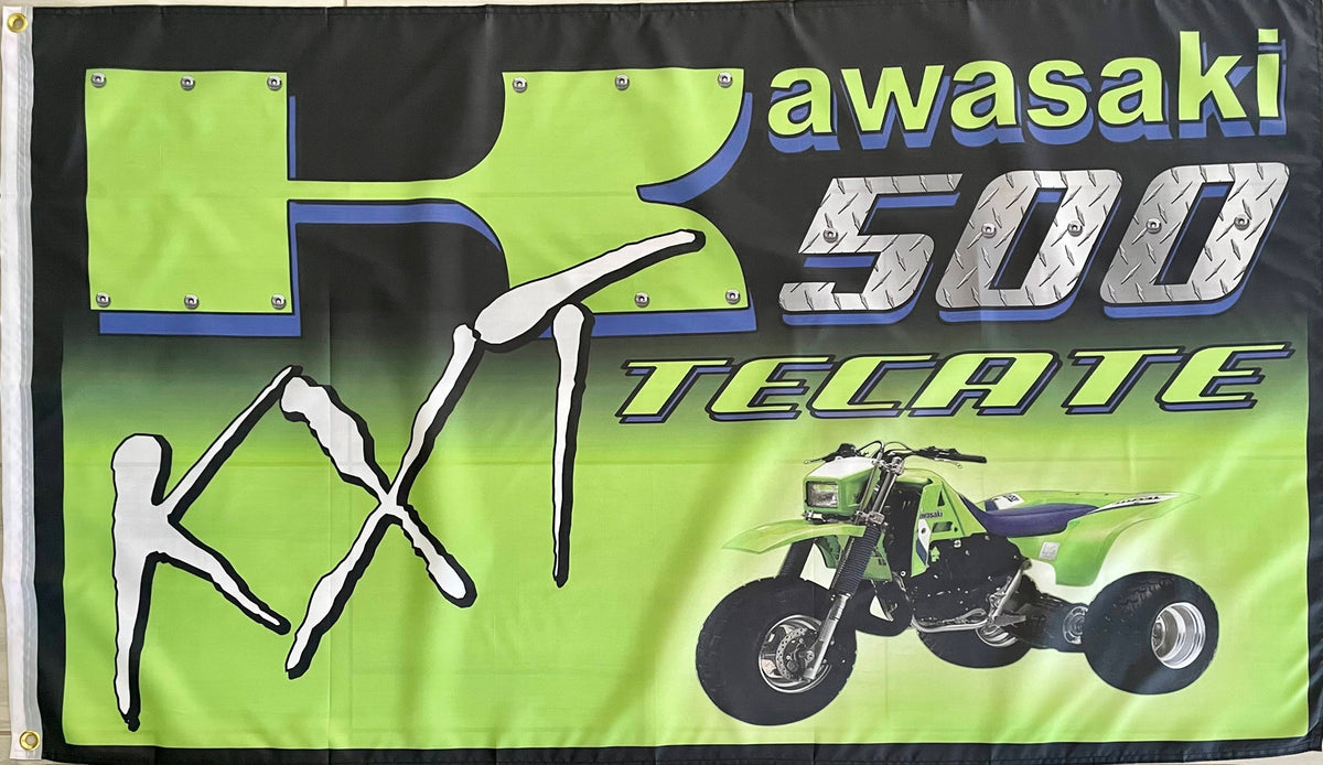 KAWASAKI TECATE KXT 500 TRIKE 3X5FT FLAG BANNER MAN CAVE GARAGE – Flag ...